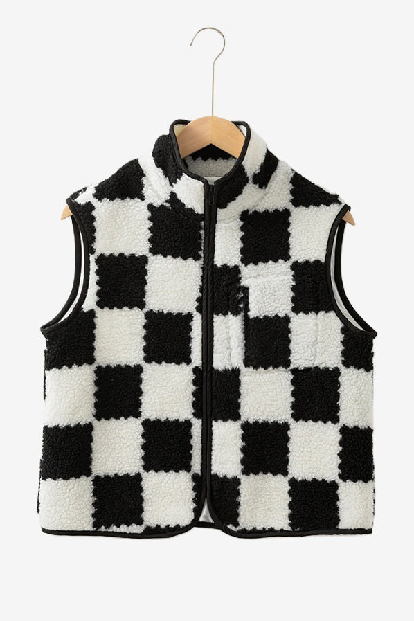 Checkered Sherpa Vest – Paddock Shop